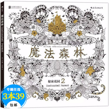 【包邮】彩铅铅笔画成人减压涂色书创意涂色 魔法森林：秘密花园2定价42