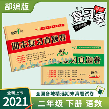 2022秋新版小学二年级上下册期末冲刺总复习语文数学真题测试卷全套2本人教版 下册 语文+数学（2本套）
