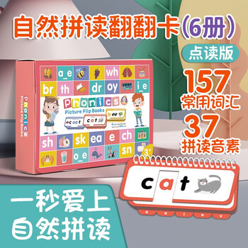 自然拼读翻翻卡phonics picture flip books 英文单词卡片 自然拼读教材教具
