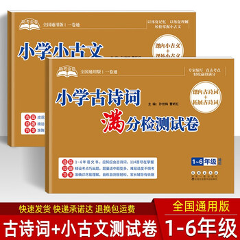 小学语文古诗词小古文训练专项测试卷子满分检测试卷课内课外阅读选择训练题小学生一二三四五六年级全国通用 小学古诗词+小古文 2本 1-6年级通用