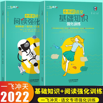 2022一飞冲天小升初语文基础知识+阅读强化训练通用版小学六年级毕业升学总复习教材知识衔接辅导资料书 语文阅读+基础知识强化训练