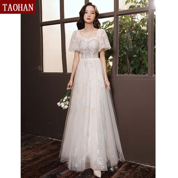 TAO HAN香槟色晚礼服女2023新款轻奢小众高端宴会感晚宴主持人艺考裙 20129香槟色长款 L【图片 价格 品牌 报价】-京东