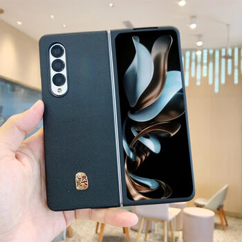 【原装】适用三星zfold3手机壳W22真皮Fold4折叠屏保护套ZFlip3防 ZFold4/W23心系天下金色标壳黑色【图片 价格 品牌 报价】-京东