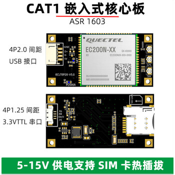 AYALEY 移远EC200A-CN CAT1模块4G通开发板核心板EC200N-CN 串口透传 HICORE(EC200A)-CAT4 4P ...