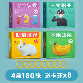 数字卡片1到100幼儿园教具识数儿童早教认知宝宝益智玩具认数神器 动物+果蔬+认数+人物【加厚大卡180张】