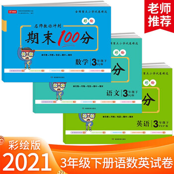 三年级试卷下册人教版语文+数学+英语 套装全3册 名师教你冲刺期末100分 彩色版部编同步练习册训练