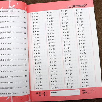 九九乘法表口诀乘法运算及乘法填空练习二年级数学6000题表内乘法 九九乘法 小学数学知识点同步练习
