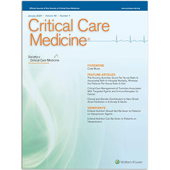 【单期可选】Critical Care Medicine 重症监护医学杂志 2020年1月 2020年1月刊