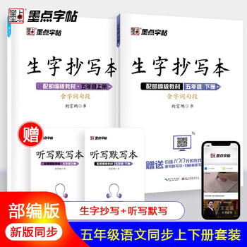 墨点字帖 2022年小学五年级下册教材全解人教版语文生字抄写本（上册下册2册）字帖楷书练字本小学儿童练字五年级上册课本同步专项训练
