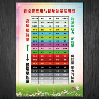 霍金斯能量等级表思维情绪能量层级图励志标语学习金字塔挂图宣传画心理咨询教学挂画贴纸SCY73 SCY73-02 霍金斯思维与情绪能量层级图 60*80cm  PP覆膜贴纸