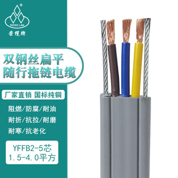 荣缆行车扁平YFFB双钢丝 2 3 4 5芯电动门伸缩门空调电梯随行电缆线 YFFB双钢丝2芯4.0平方一 米【图片 价格 品牌 报价】-京东