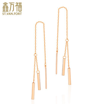【鑫万福K金耳饰E12357】鑫万福 女18K金耳环彩金耳线Au750耳饰气质款耳吊E12357-18k红【行情 报价 价格 评测】-京东