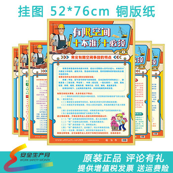 包邮包票 有限空间十不准十必须宣教挂图6张宣传画