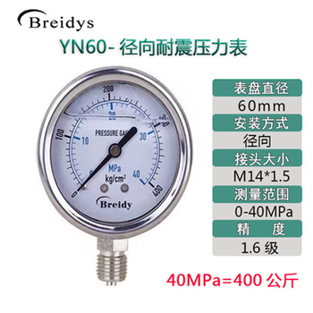 BREIDYS压力表YN60 不锈钢耐震径向压力表油压水压气压0-1.6\/100MPa 40mpa【图片 价格 品牌 报价】-京东