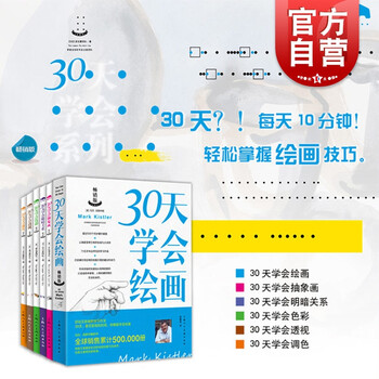 30天学会绘画系列套装共6册  500个的步骤示意图 教你如何快速学画画 绘画技巧 绘画初学教程