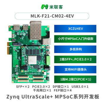 米联客MLK-F21-CM02-4EV开发板Xilinx Zynq MPSOC ZU4EV/3EG/ +OV5640+BASE卡 MLK ...