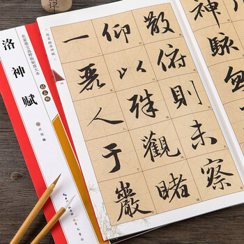 赵孟頫洛神赋 全文放大本 名家墨宝选粹米字格放大本 全本彩印 赵体行书碑帖书法毛笔练字帖 崇文书局