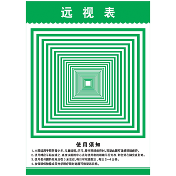 保护眼睛对数视力表眼肌训练挂图远眺图远视图表宣传画墙贴画SCH SCH117-02 远视表 50x70cm  PP覆膜贴纸