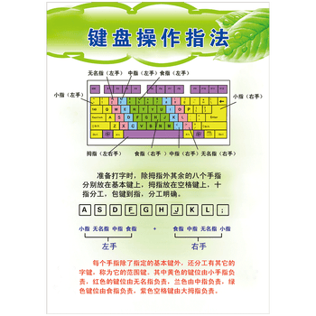 键盘功能分区图宣传画挂图海报电脑室布置展板墙贴画SCY50 SCY50-02 键盘操作指法 70*50厘米 覆膜PP贴纸
