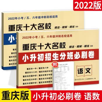 重庆十大名校小升初招生分班必刷卷语文数学英语 语文数学2本