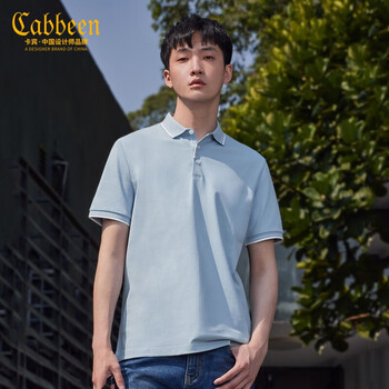 【卡宾3222163054】Cabbeen/卡宾男装印花polo衫2022夏基础合体款短袖数字织唛B 蓝色27 48/170/M【行情 报价 ...