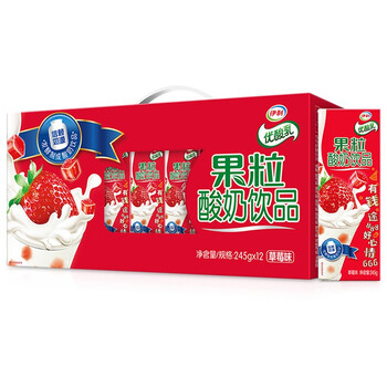 【伊利常规款】伊利 优酸乳果粒酸奶饮品草莓味245g*12瓶【行情 报价 价格 评测】-京东