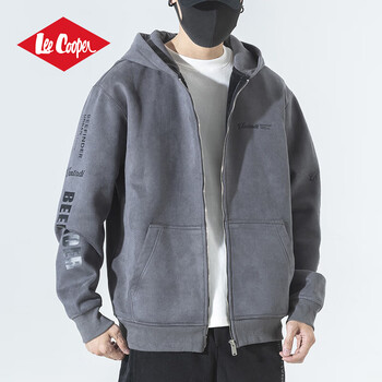 Lee Cooper重磅卫衣男休闲连帽开衫宽松外套秋冬天加绒加厚青年简约舒适男装 328深灰常规 2XL【图片 价格 品牌 报价】-京东