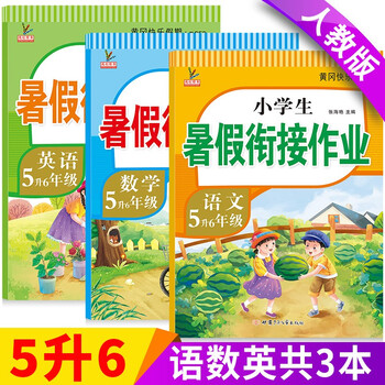 新版五年级下册 暑假作业语文+数学+英语（共3本）部编人教版 5升6年级暑假衔接作业（复习+预习）