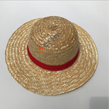 路飞的草帽 草帽男路飞春夏旅游遮阳动漫帽子夏季防晒黄色草编帽航海王道具帽2022新款 麦秆材质原色 35CM