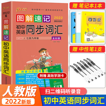 2022绿卡图解速记初中英语同步词汇人教版RJ初一二三单词速记手册七八九年级中考英语大全掌中宝口袋书