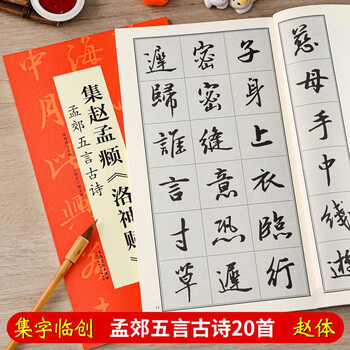 赵孟頫洛神赋集字古诗 孟郊五言 翰墨诗词大汇 扫码看视频 赵体行书书法米字格毛笔字帖 安徽美术出版社