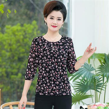 SWKE中年装上衣女夏季衣服时尚小衫中老年女装T恤 1号色 XL [90-105]斤【图片 价格 品牌 报价】-京东