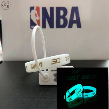 【掌柜推荐】斯蒂芬·库里NBA球星库里手环勇士队30号 篮球运动硅胶腕带学生礼物情侣夜光款 夜光白填金【17.5cm】