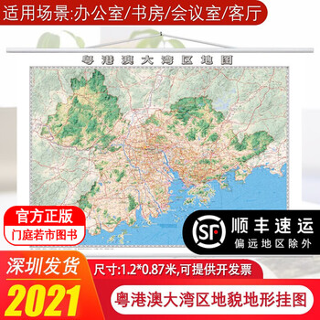 2021版粤港澳大湾区地貌地形地图 粤港澳大湾区挂图 横版挂图【1.2*0.87米】双面覆膜防水
