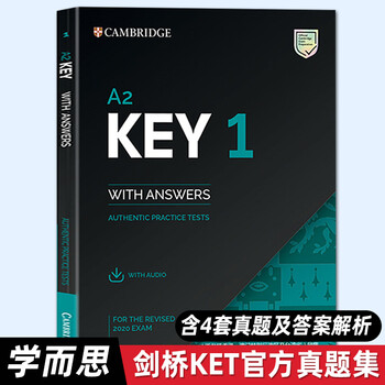 学而思 剑桥KET官方真题集 进口原版 A2 key 1 with answers，Cambridg 单本全册