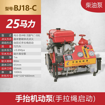 【东进BJ18-C】东进（DONGJIN） 手抬机动消防泵 25马力电启动柴油泵工厂园区物业大流量高扬程抽水泵BJ18-C【行情 报价 价格 ...
