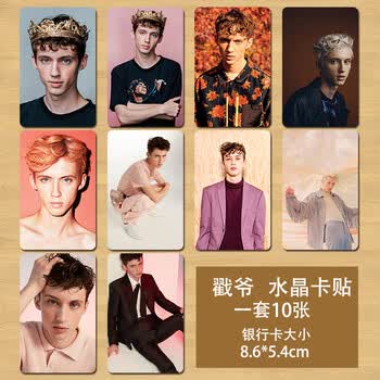戳爷海报 2021全新Troye Sivan特洛伊希文明信片高清墙贴周边挂画 卡贴(花冠) 海报43X29cm 一套8张