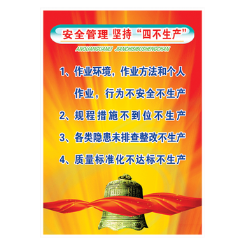 安全生产教育宣传画挂图安全知识海报车间安全生产常识墙贴画贴纸NKH NKH04 四不生产 100*70厘米 覆膜防水PP贴纸