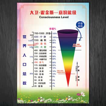 霍金斯能量等级表思维情绪能量层级图励志标语学习金字塔挂图宣传画心理咨询教学挂画贴纸SCY73 SCY73-03 大卫霍金斯意识能级 70*100cm  PP覆膜贴纸
