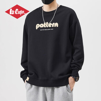 Lee Cooper卫衣男2023潮男春秋新款套头圆领时尚宽松长袖T恤舒适帅气潮流 黑色常规 XL【图片 价格 品牌 报价】-京东