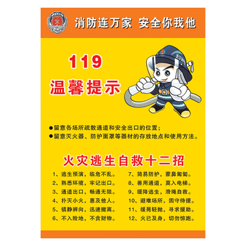 定制消防安全宣传画挂图海报火灾逃生自救72字口诀消防墙贴画防水贴纸VCH VEH01 消防安全 60x80cm  PP覆膜贴纸