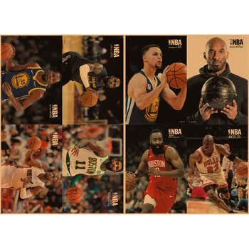 篮球全海报 球星杜兰特库里科比詹姆斯欧文哈登卧室壁纸墙贴 NBA A(牛皮纸) 明信片