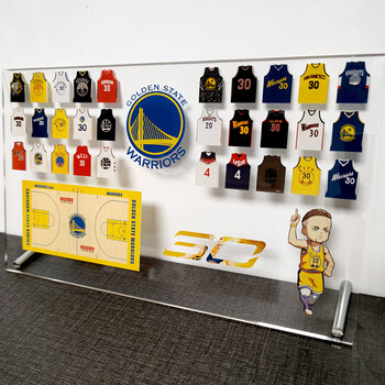 【球迷礼物】库里詹姆斯NBA篮球明星亚力球衣摆台科比36件球衣合集桌面摆件生日情人节送男生礼物 库里球衣合集-横版