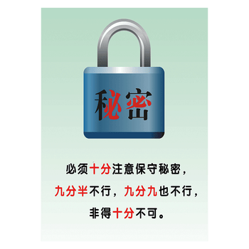 安全教育宣传画挂图海报保密标语秘密泄密责任心宣传栏展板墙贴画NAH31 NAH31-02 保密标语 70*50厘米 覆膜防水PP贴纸