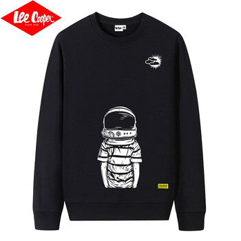 【Lee Cooper男士卫衣】Lee Cooper卫衣男圆领2022春秋季长袖t恤男装休闲简约学生印花打底衫 ALCSHC2399 黑色 ...