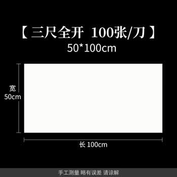 半生半熟宣纸100张书法纸作品纸国画工笔画初学者书法练习生宣纸熟宣纸写毛笔字四尺练字对 三尺全开 【50*100cm  100张】 熟宣【适用于：国画工笔画、小楷毛笔书法】