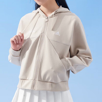 阿迪达斯 （adidas）外套女装2023新款针织透气休闲保暖防风运动服夹克连帽 IP7094 /浅褐色 L【图片 价格 品牌 报价】-京东