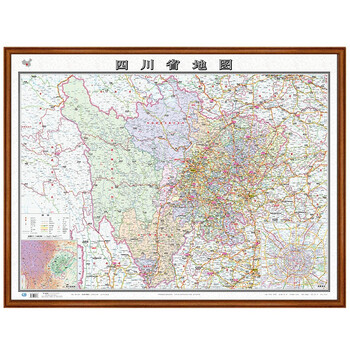 【定制边框】2022年 四川省地图 木框装裱 约1.1米*0.8米 胡桃色边框