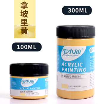 丙烯颜料防水手绘画材料diy墙绘彩绘工具24色画鞋子12色300ml白色炳稀染料不掉色儿童涂鸦丙 拿坡里黄 300ml
