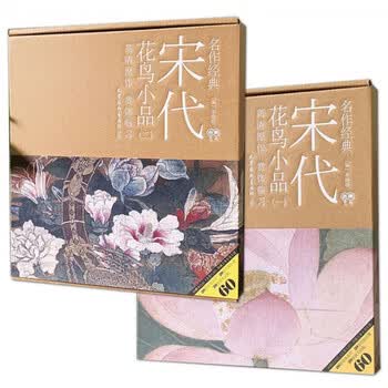 【】宋代花鸟小品画1+2李晓明编绘共2盒 20幅经典名作赏饰临习单张活页国画作品放大白描底
